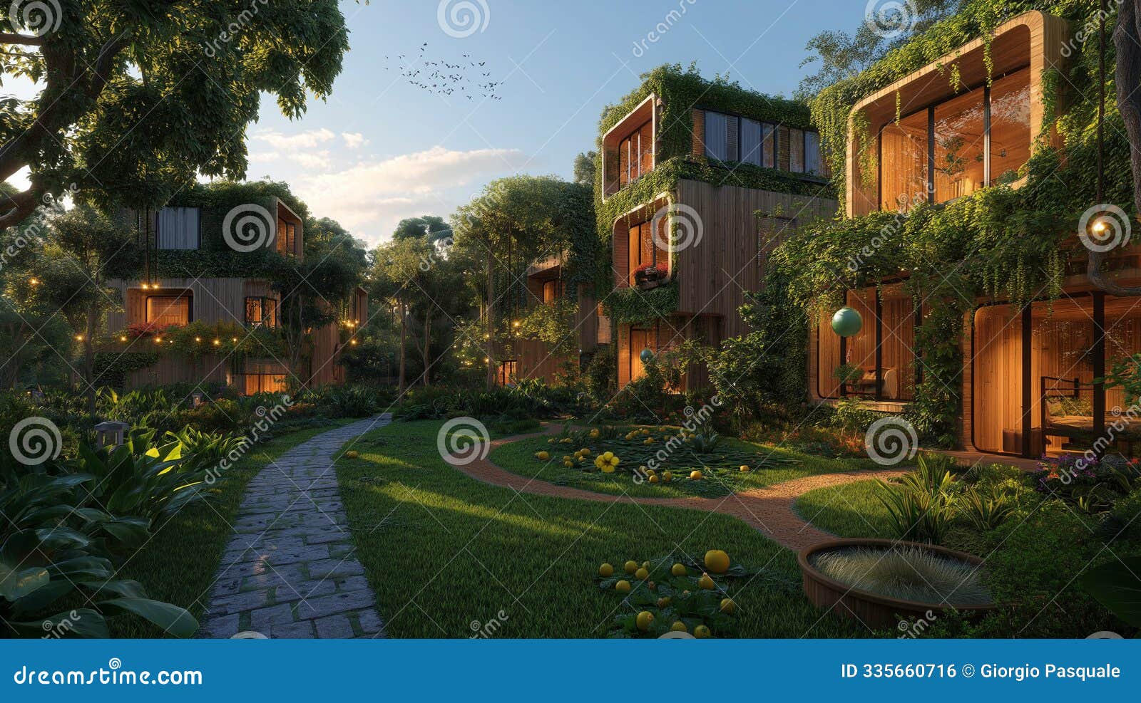 Futuristic Eco-Friendly Modular Housing Complex with Thriving Vertical ...