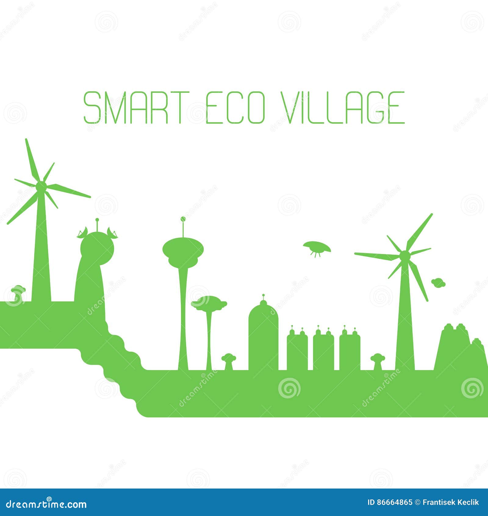 Futuristic Eco Smart Village Illustration Stock Vector - Illustration ...