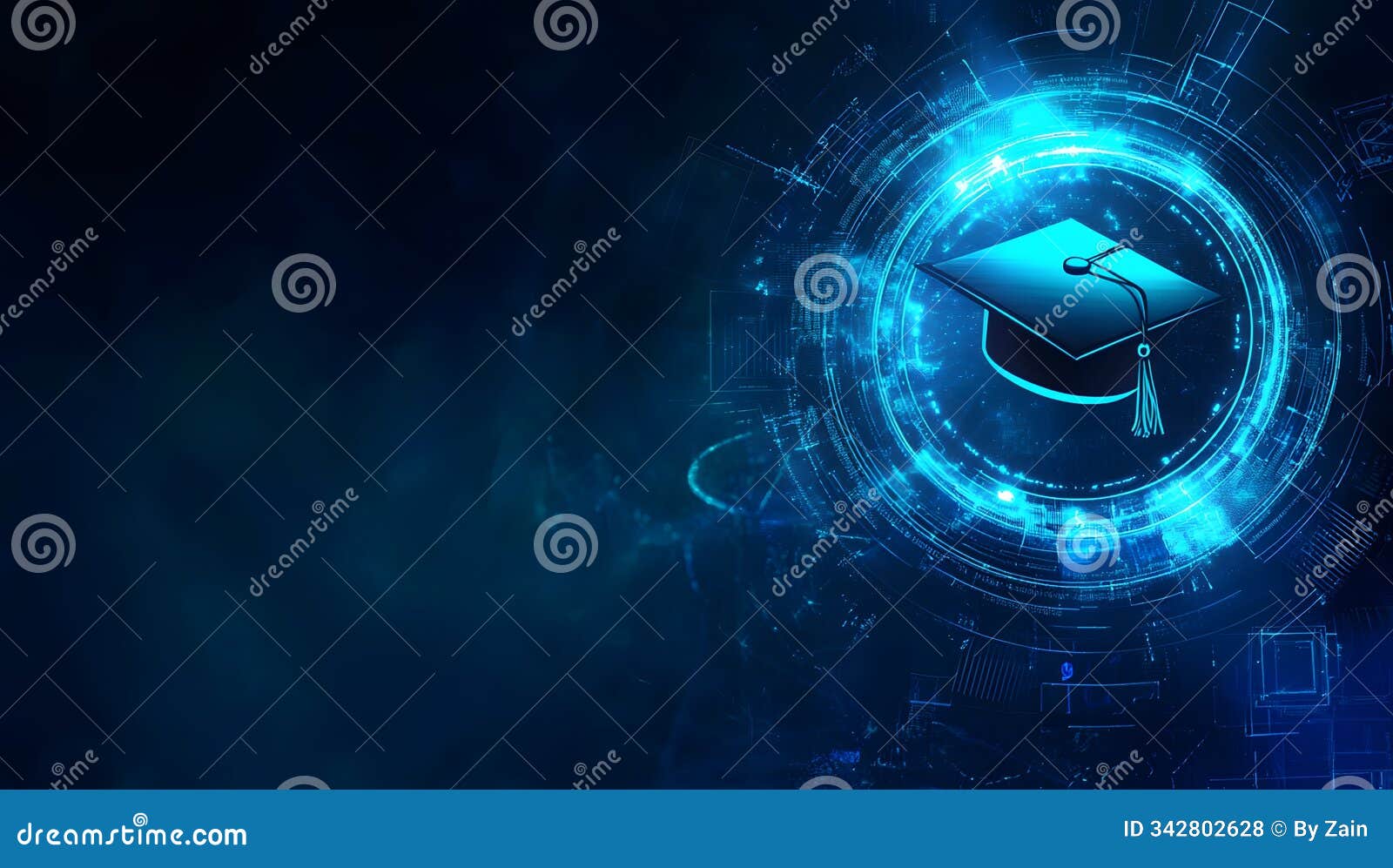 Futuristic Education Technology Concept with Digital Graduation Cap ...