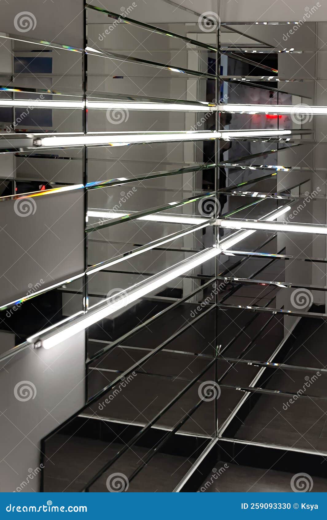 Effect of Neon Lines Reflected in Mirror Stock Photo - Image of metal ...