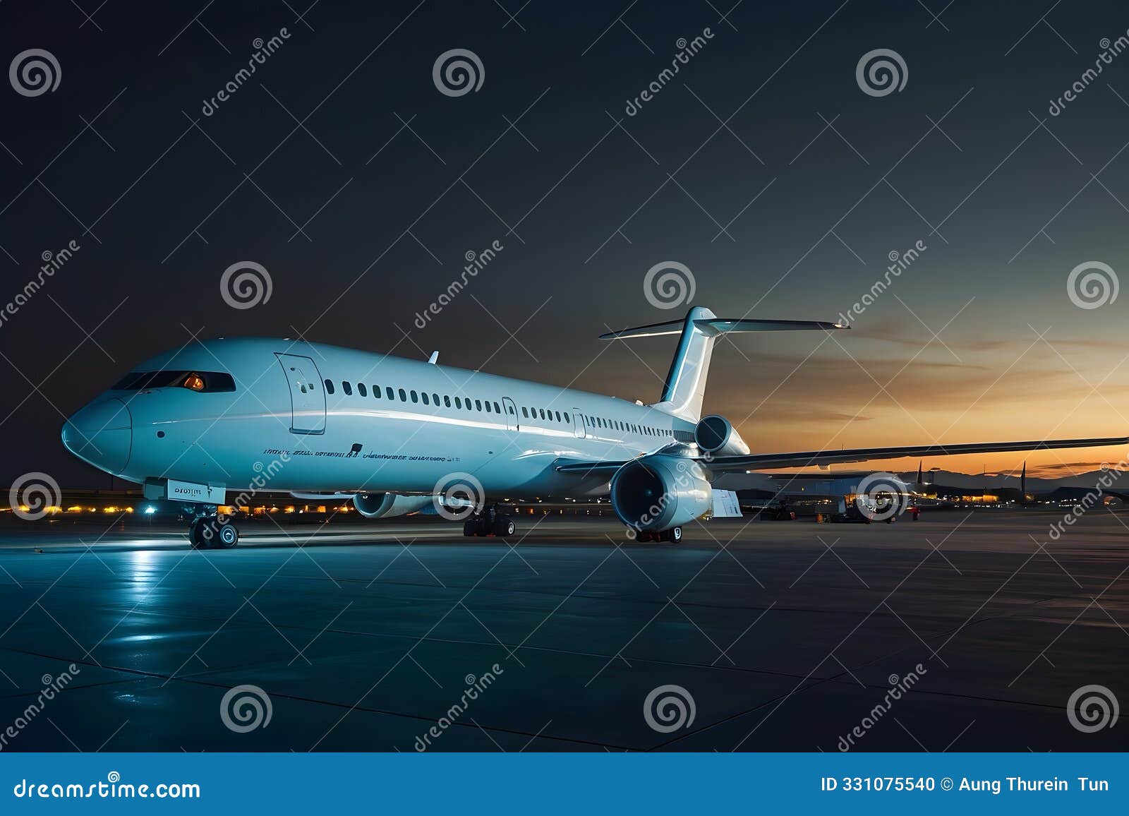 A Futuristic Electric Airplane Charging at an Airport Stock Photo ...