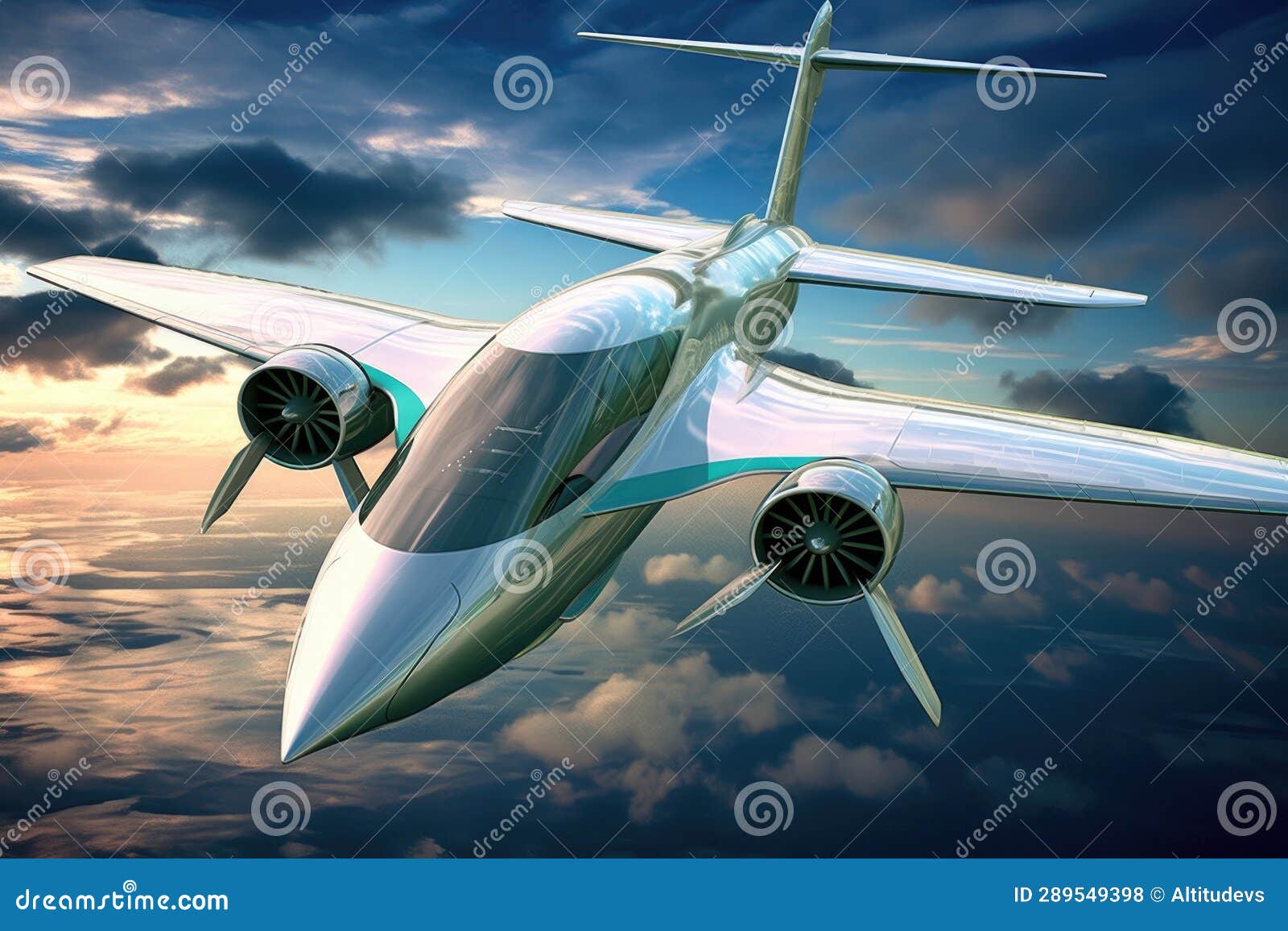Futuristic Electric Airplane with Folding Wings Stock Photo - Image of ...