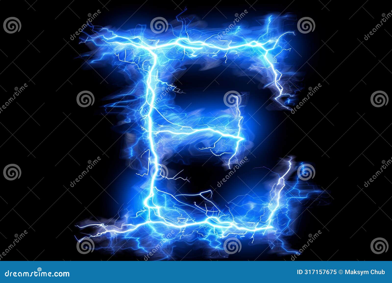 Futuristic Electric Arcs Create Sci Fi Letter E On Dark Background, A ...