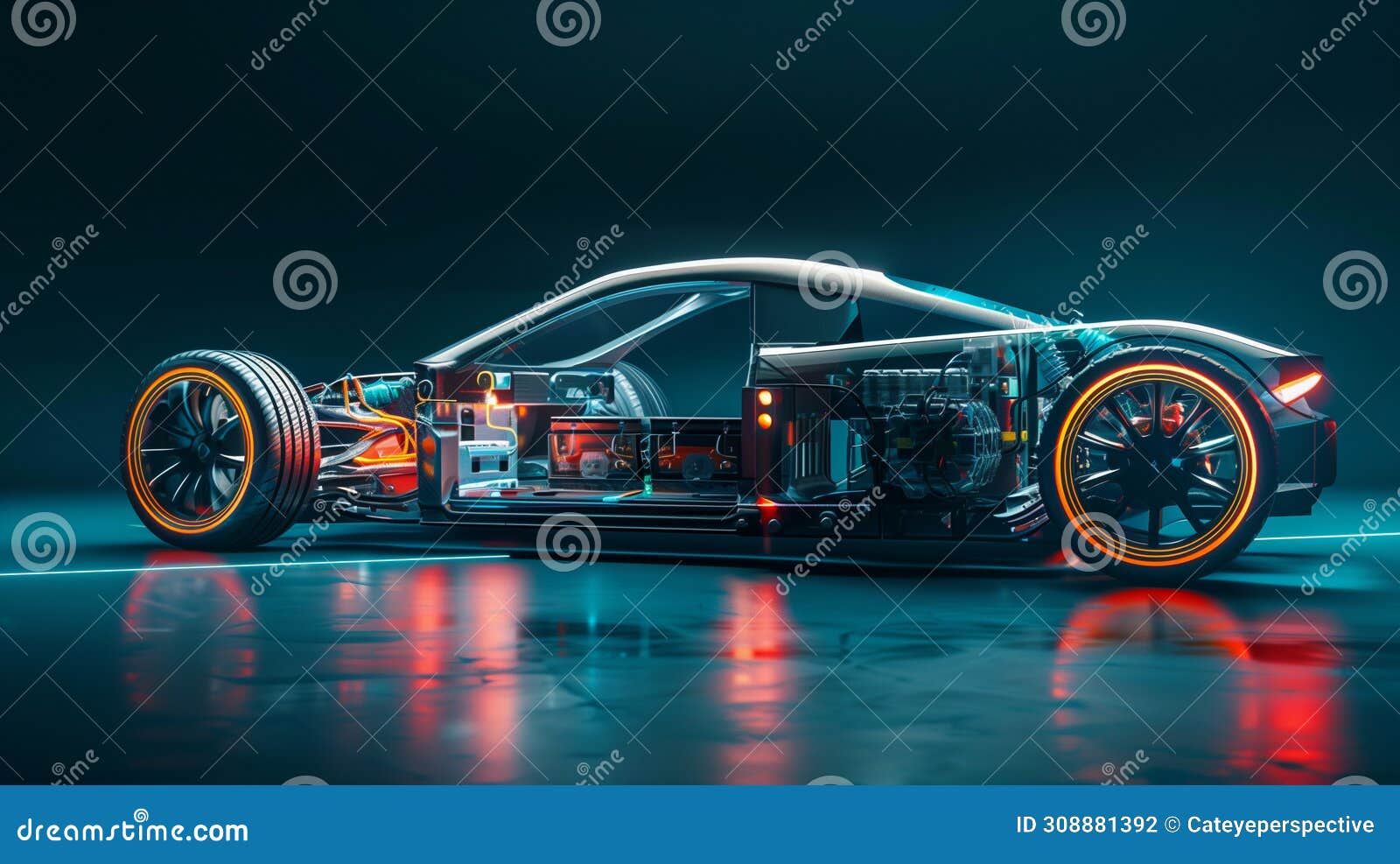 Futuristic Electric Car Chassis. AI Generated Stock Illustration ...