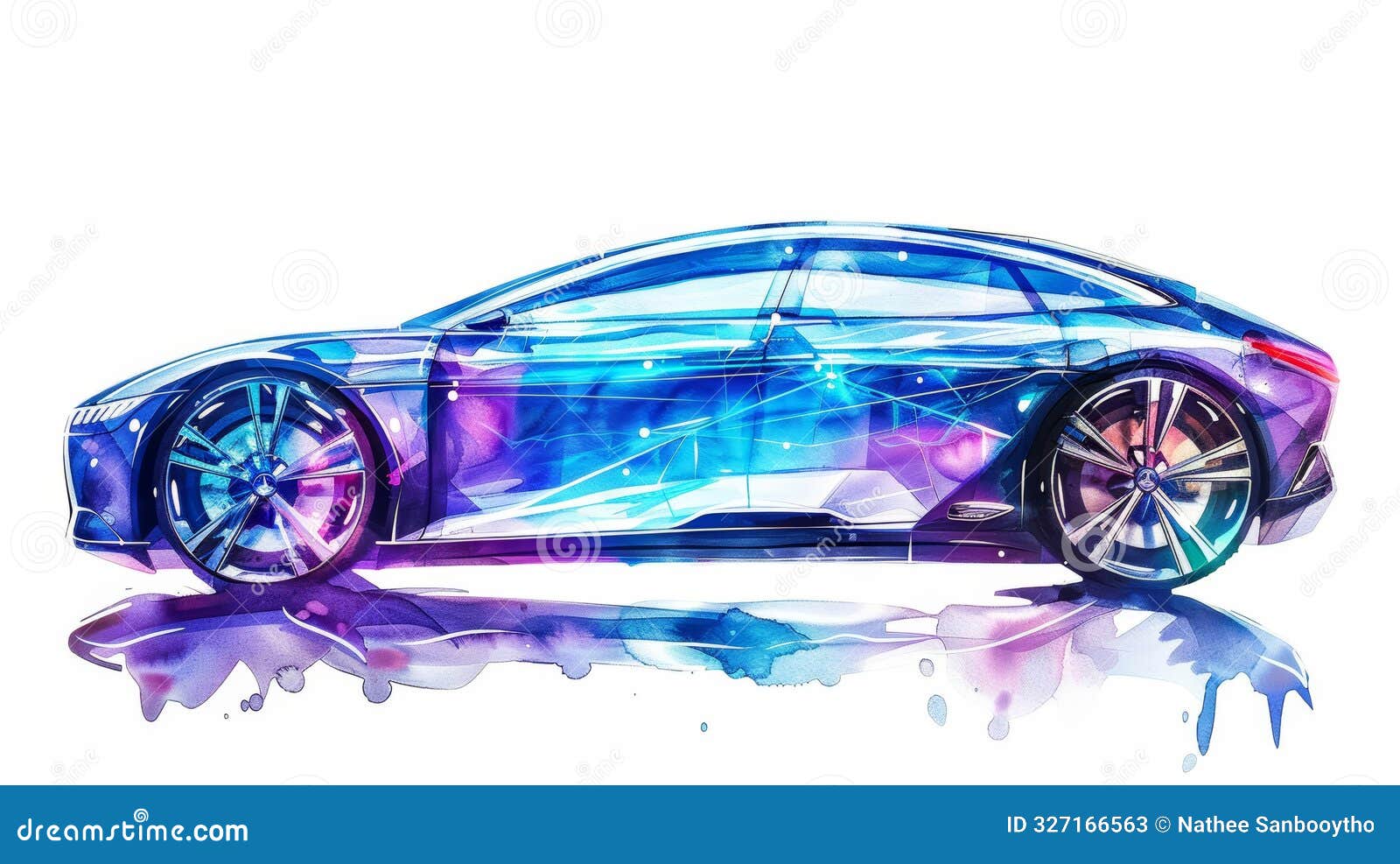 Futuristic Electric Car Concept Art Illustration Stock Illustration ...