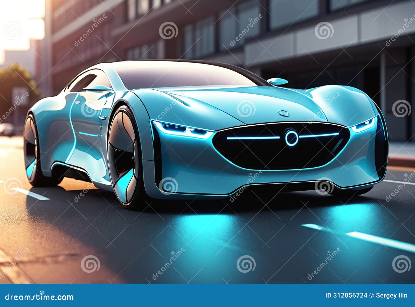 Futuristic Electric Car. Generative AI Stock Illustration ...