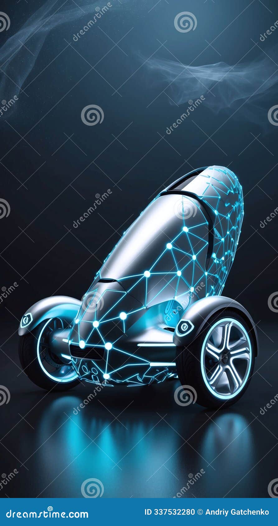 Futuristic Electric Concept Car with Neon Lights and Sleek Design in a ...