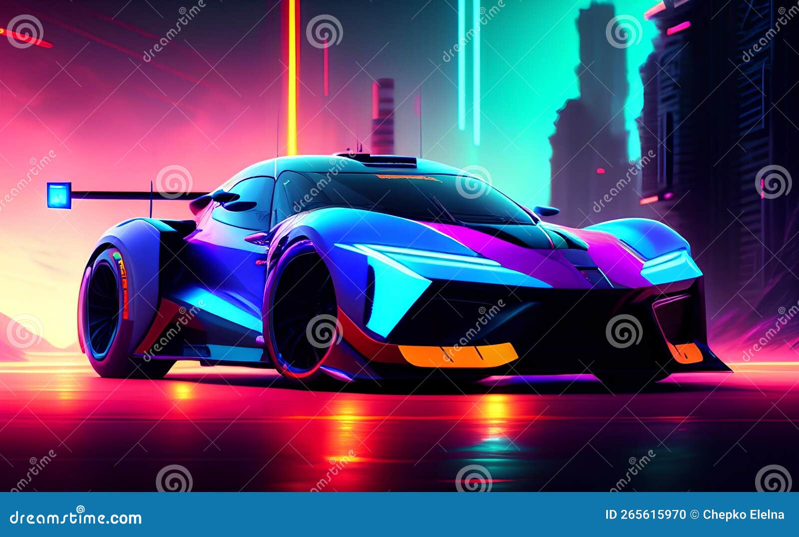 Futuristic Electric Racing Car, Cyberpunk, Sci-fi. Ai Generated Stock ...