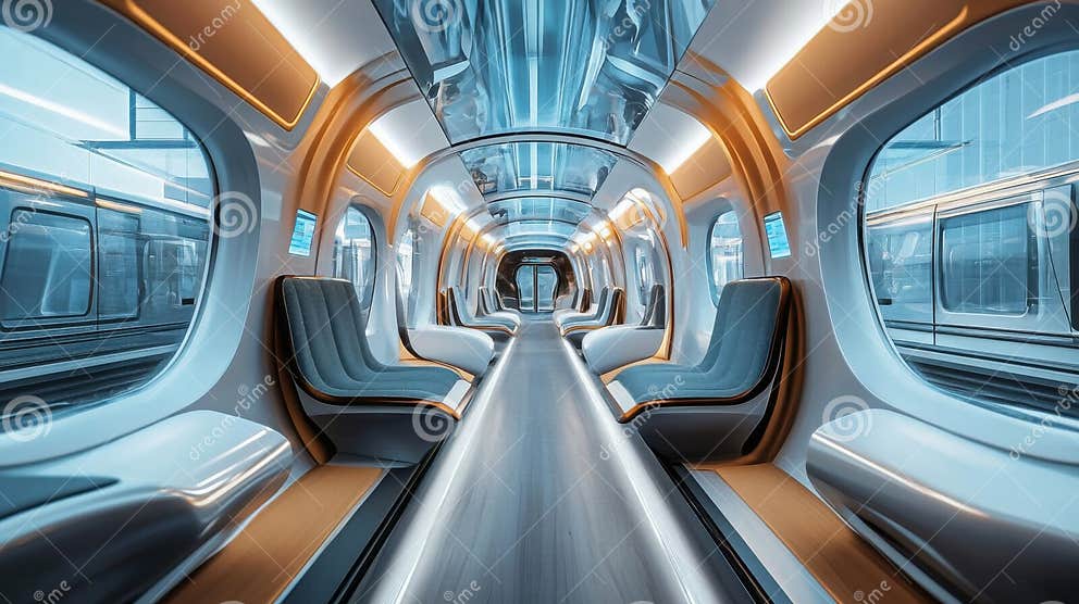 Futuristic Electric Transport Interior Featuring Sleek Design and ...