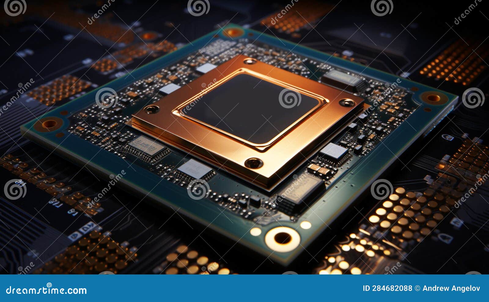 Futuristic Electronic Board with Cpu 3d Render Generative AI Stock ...