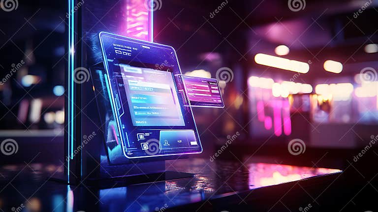 A Futuristic Electronic Device with a Screen Displaying a Message Stock ...