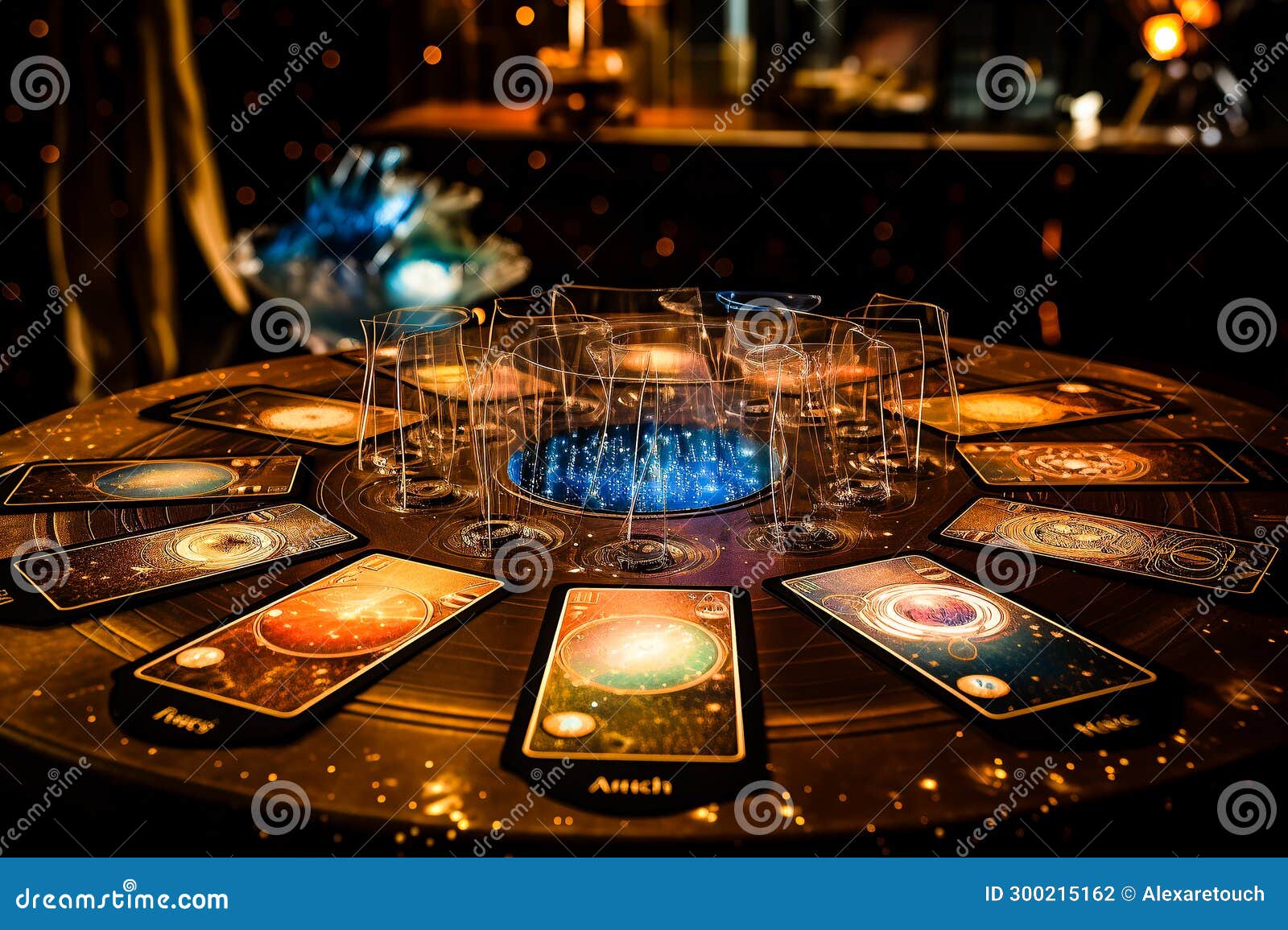 Futuristic Electronic Fortune Telling Table with Electronic Cards Stock ...