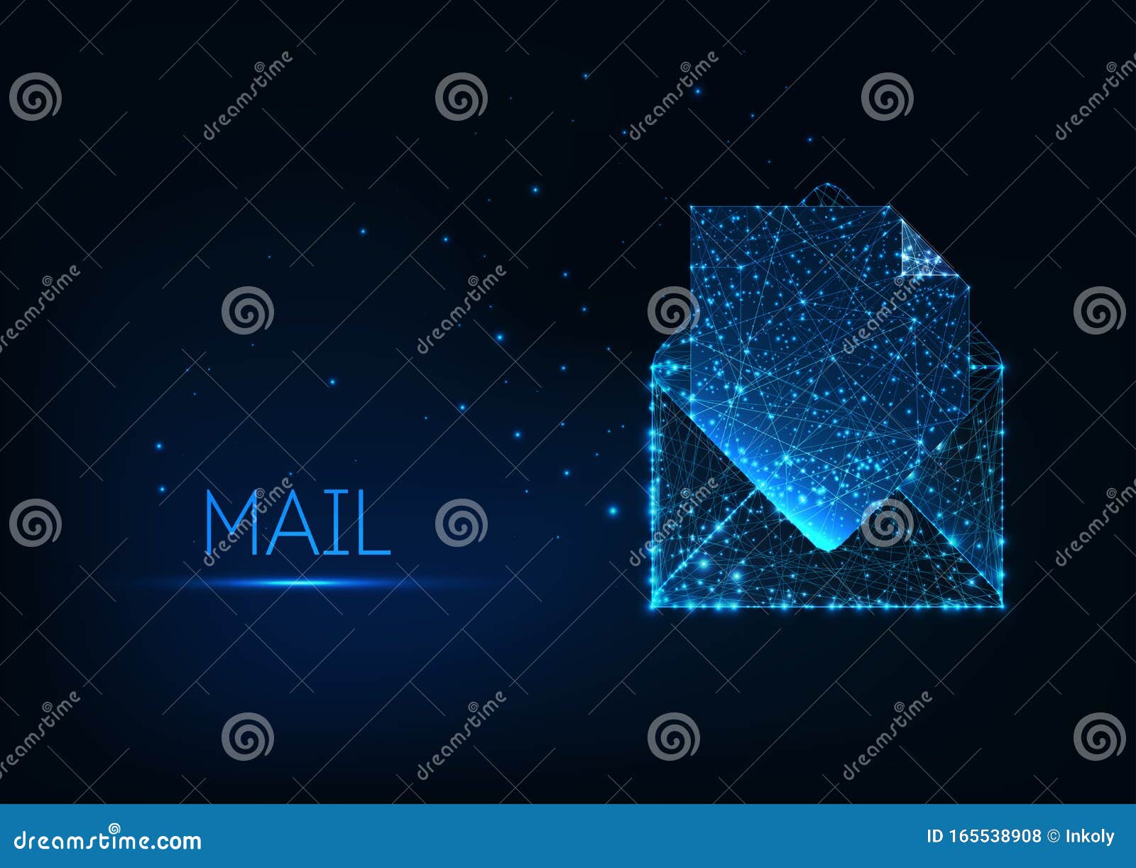 Futuristic Electronic Mail Documentation Concept with Glowing Low Poly ...