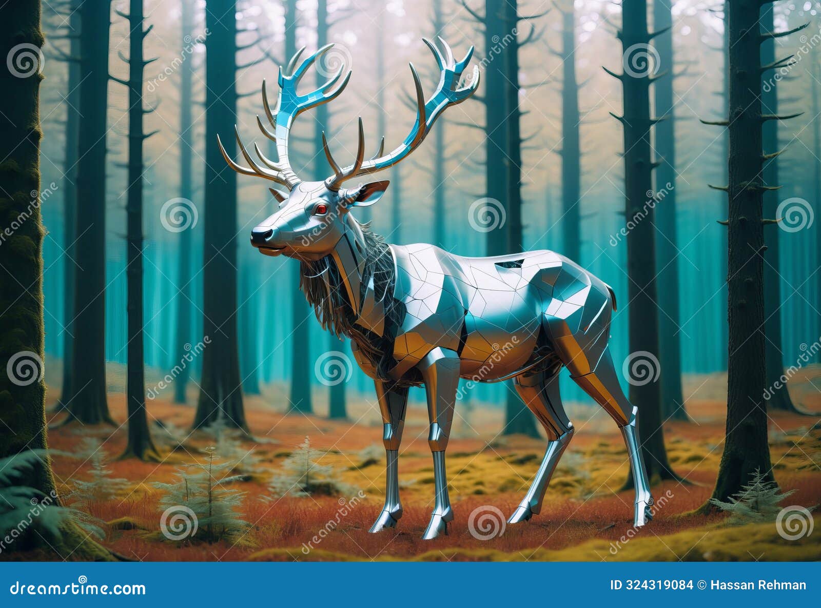 The Futuristic Elegance of a Robotic Elk in a Digitized World Stock ...