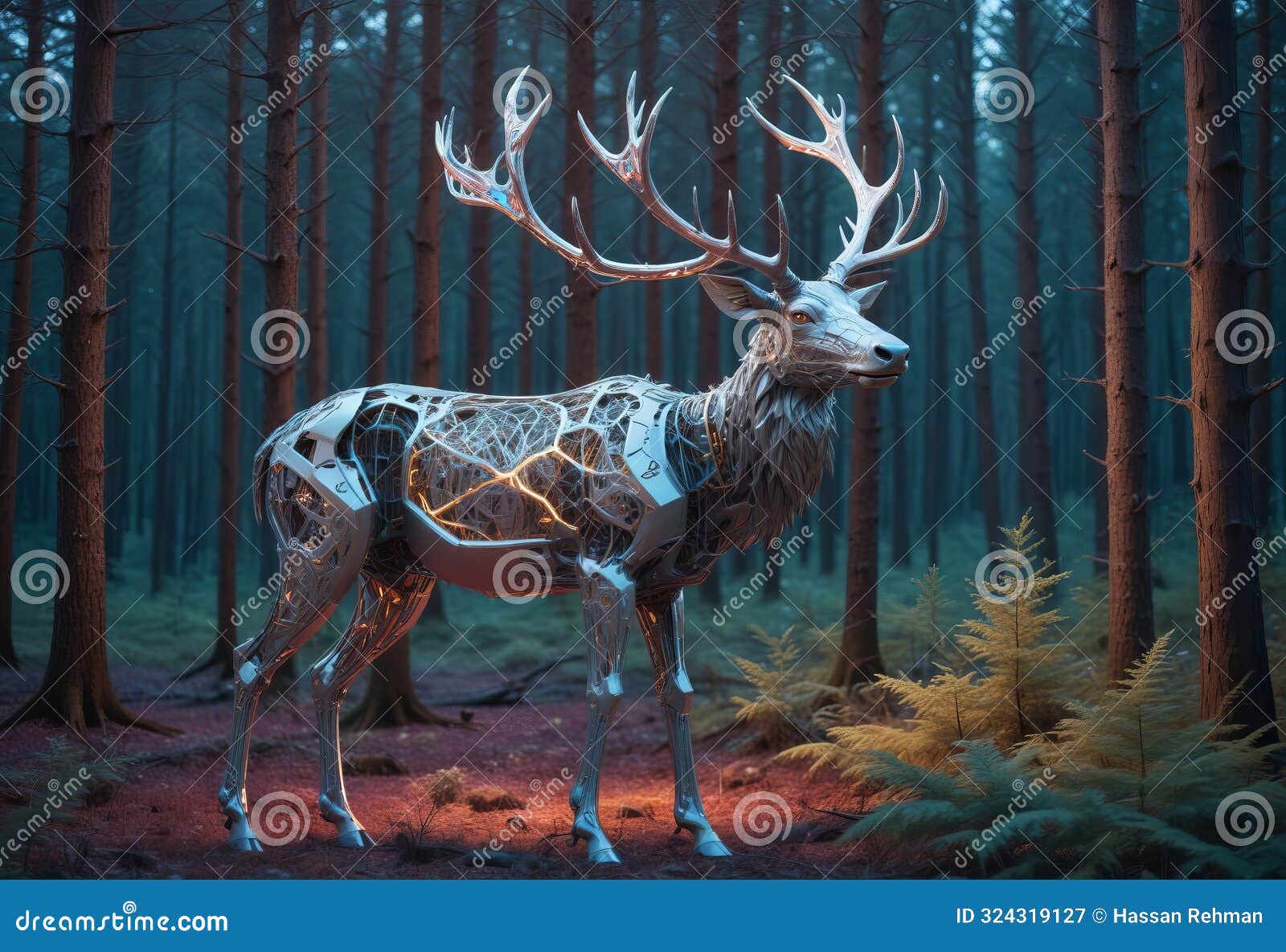 The Futuristic Elegance of a Robotic Elk in a Digitized World Stock ...