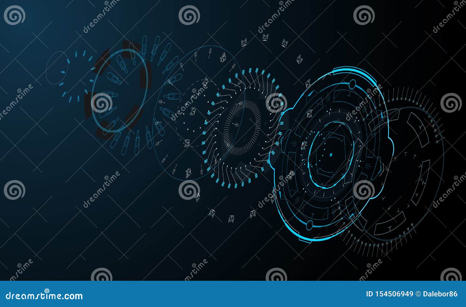 Futuristic Elements in a Technical Drawing Stock Vector - Illustration ...