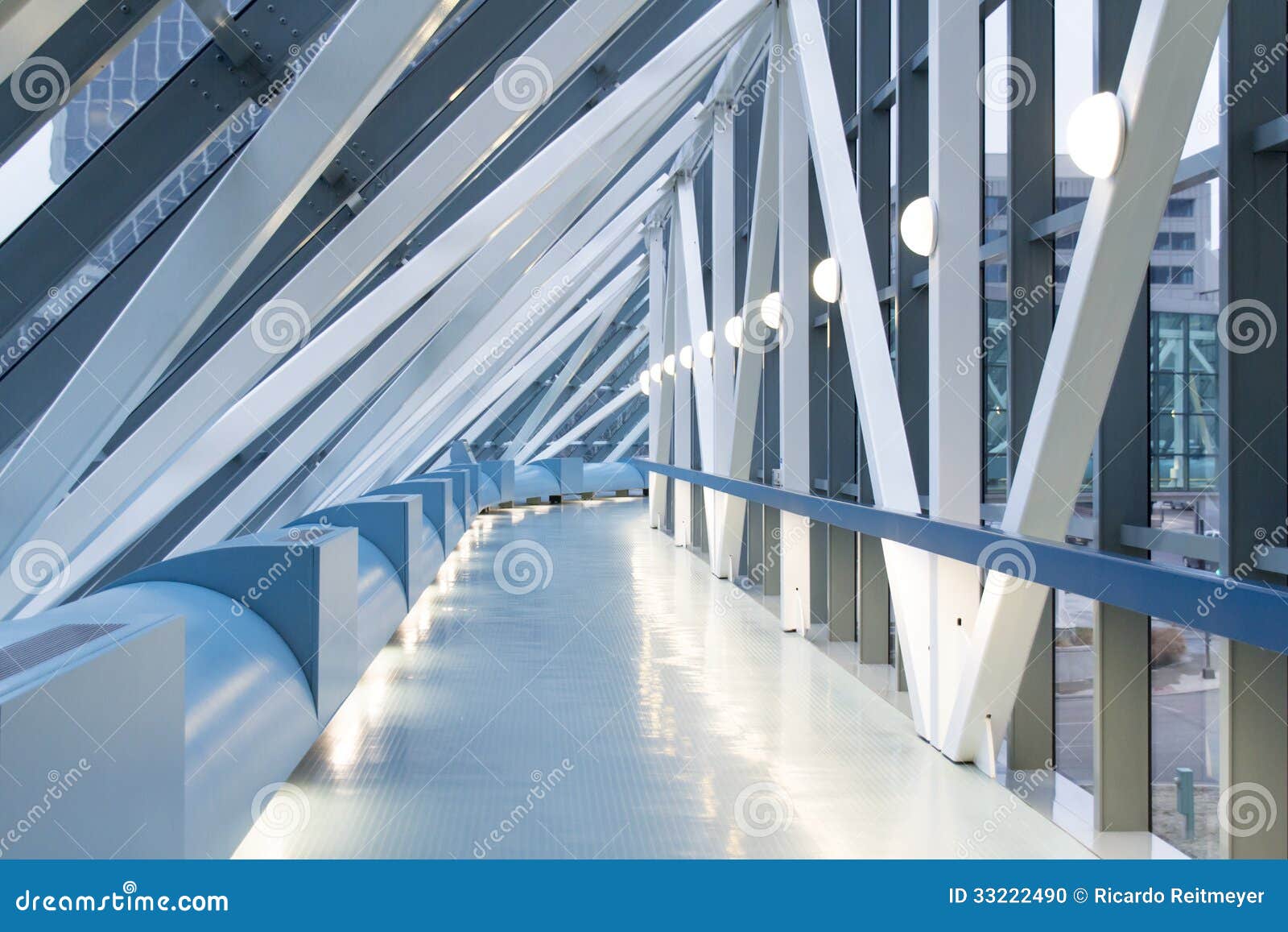 Futuristic Elevated Walkway Glows Softly in Blue L Stock Photo - Image ...