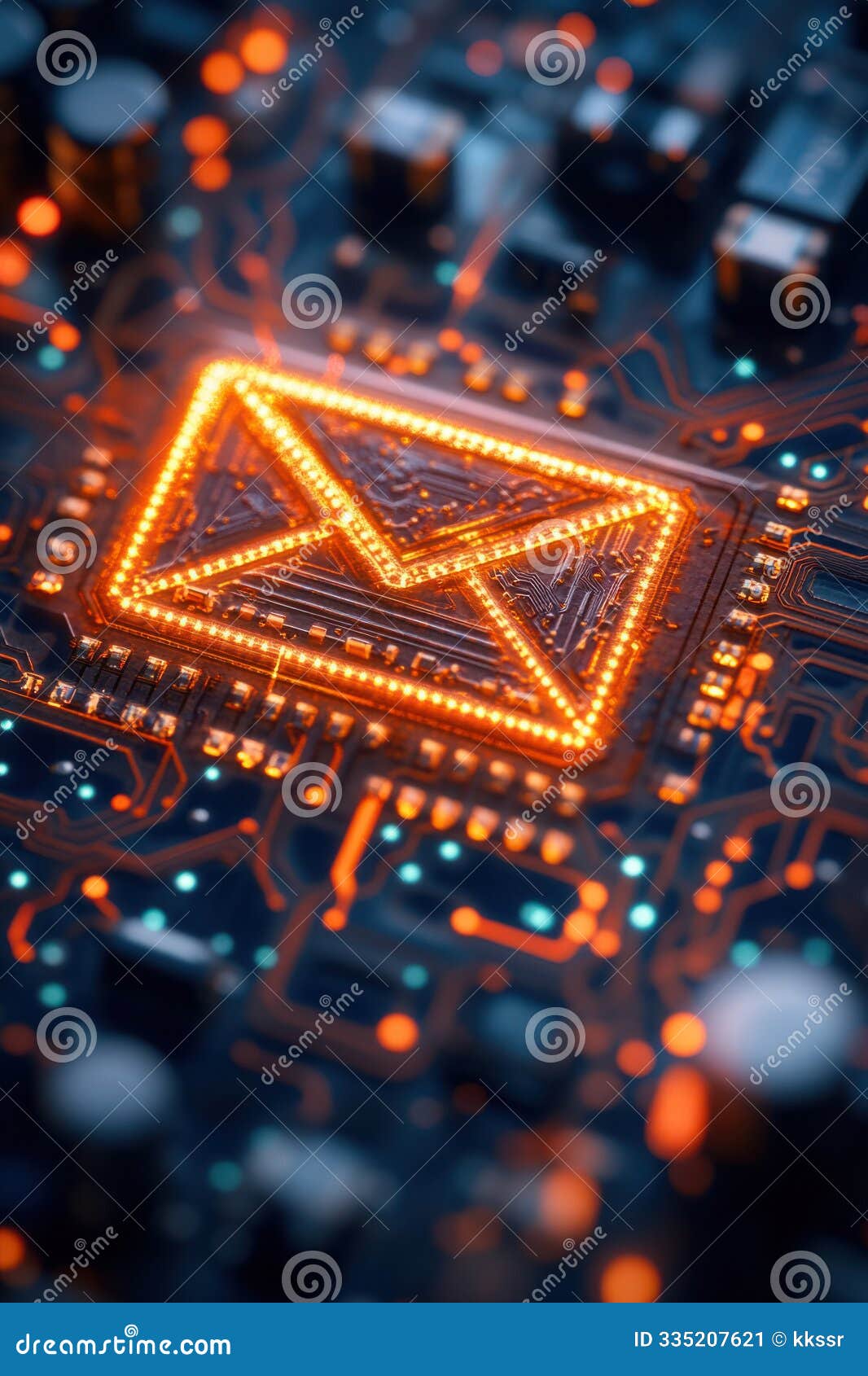 Futuristic Email Icon, a Modern Email Icon Placed on a Circuit Board ...