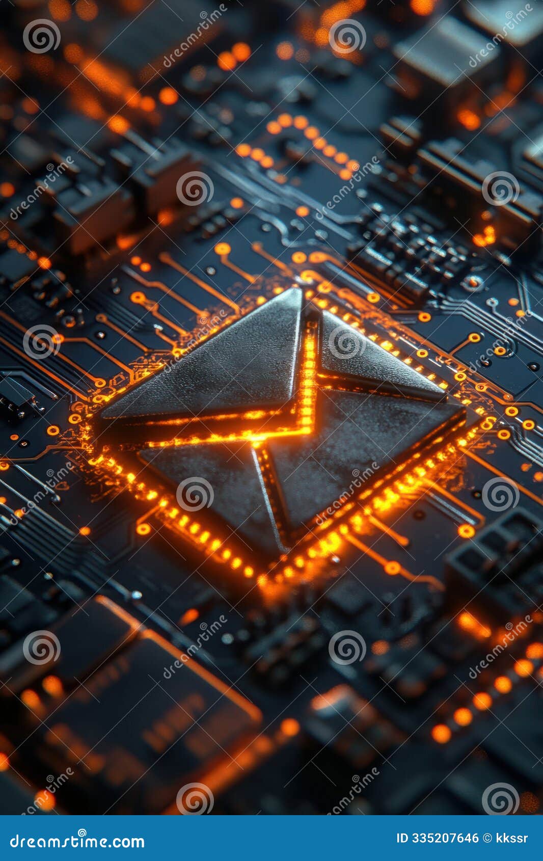 Futuristic Email Icon, a Modern Email Icon Placed on a Circuit Board ...