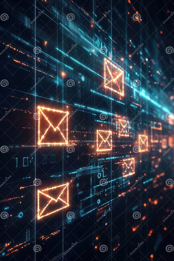 Futuristic Email, a Modern Email Interface Featuring Bright, Glowing ...