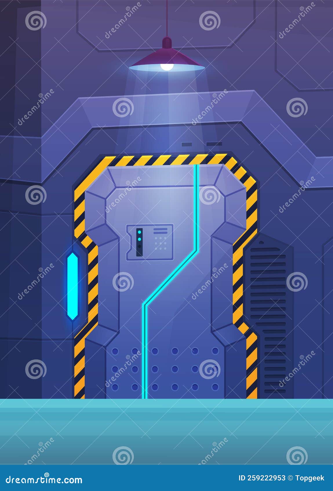 Futuristic Empty Dark Lobby with Sliding Doors and Lifts Code for ...