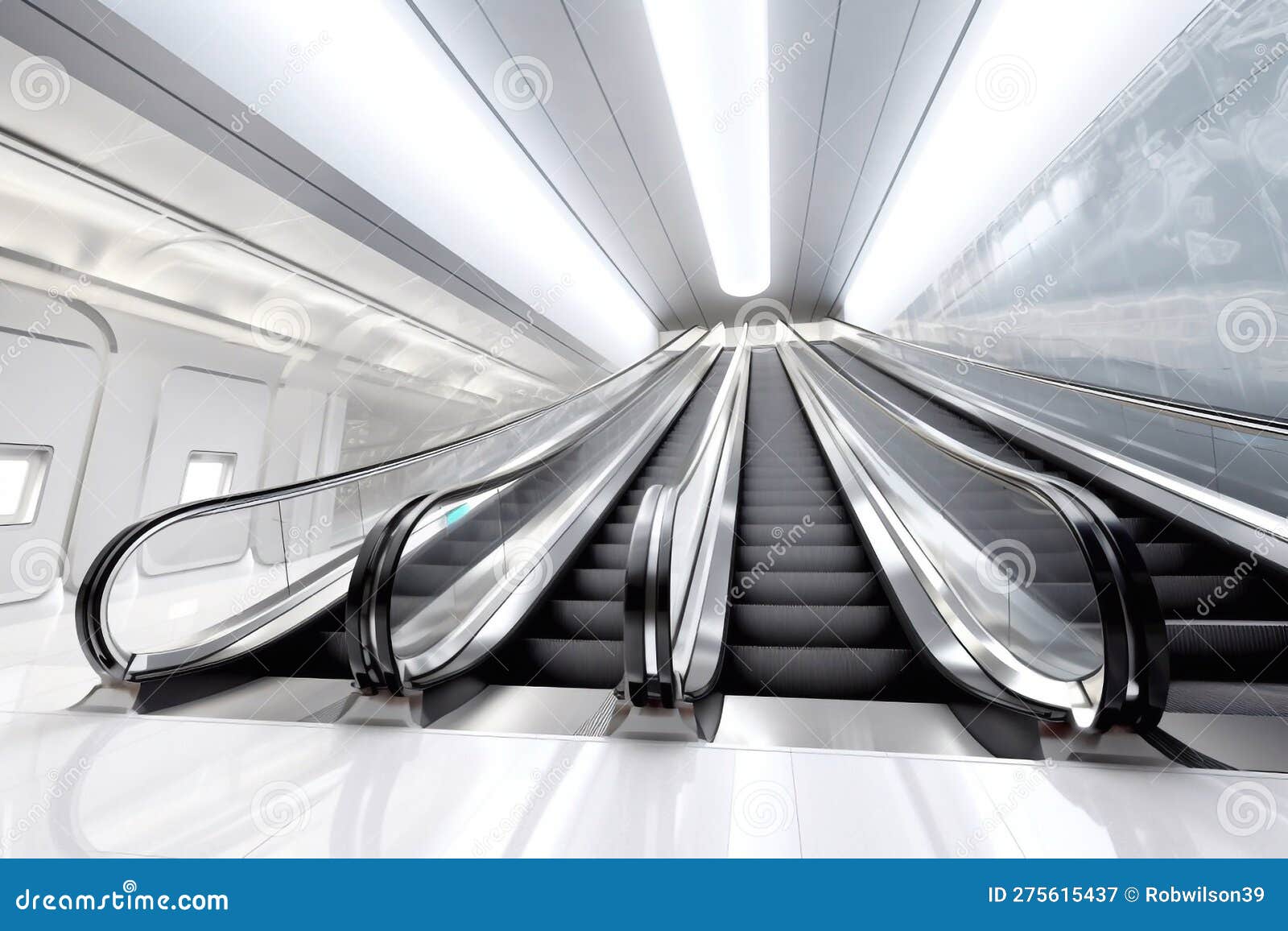 Empty Escalator Inside a Building, Generative AI Stock Illustration ...