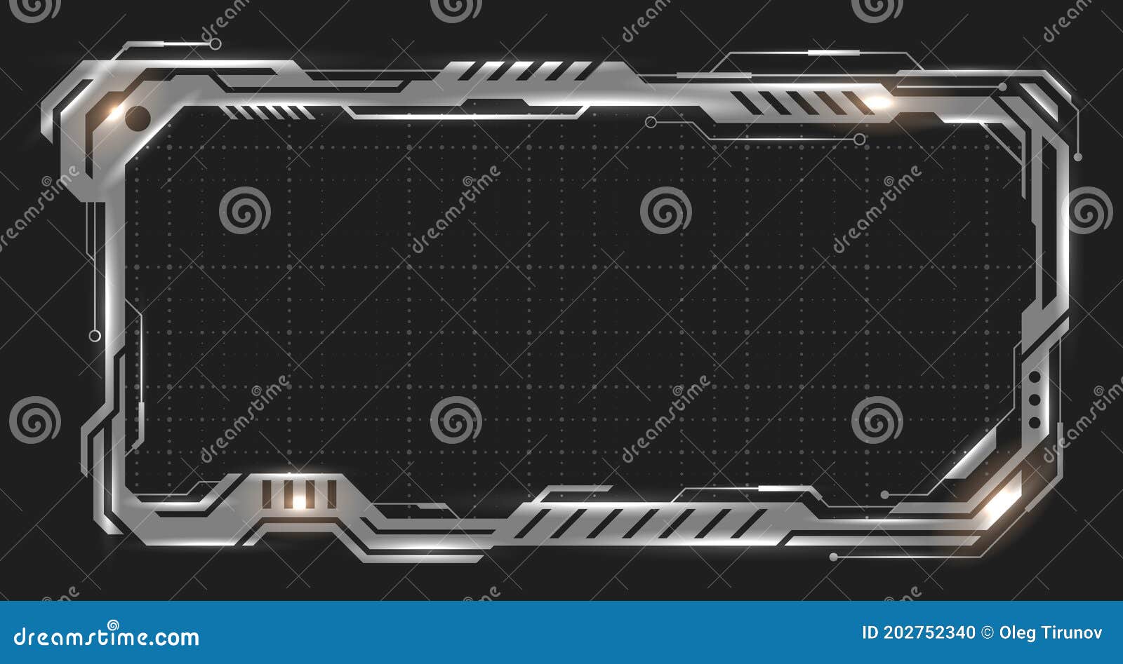 Futuristic Empty Metallic Frame, Iron Border, Steel Surface Stock ...