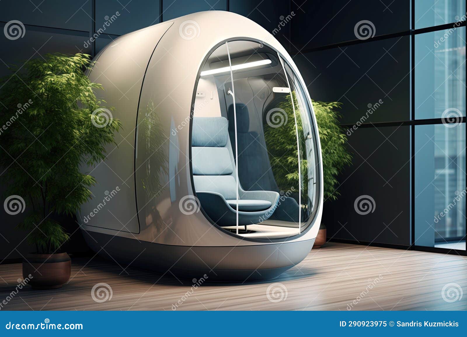 Futuristic Empty Office Pod Capsule Room For Concentrate Work In ...