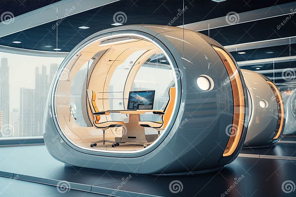 Futuristic Empty Office Pod Capsule Room for Concentrate Work in Silence. Generative AI Stock ...