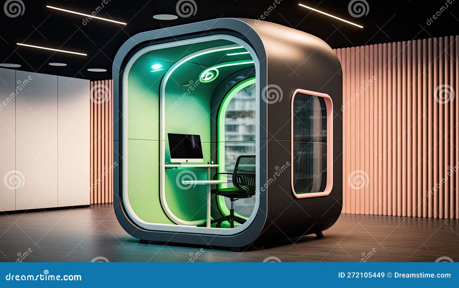 Futuristic Empty Office Pod Capsule Room for Concentrate Work in ...