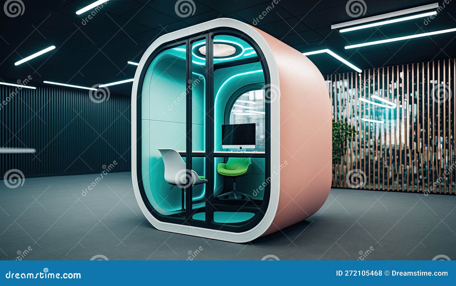 Futuristic Empty Office Pod Capsule Room for Concentrate Work in ...