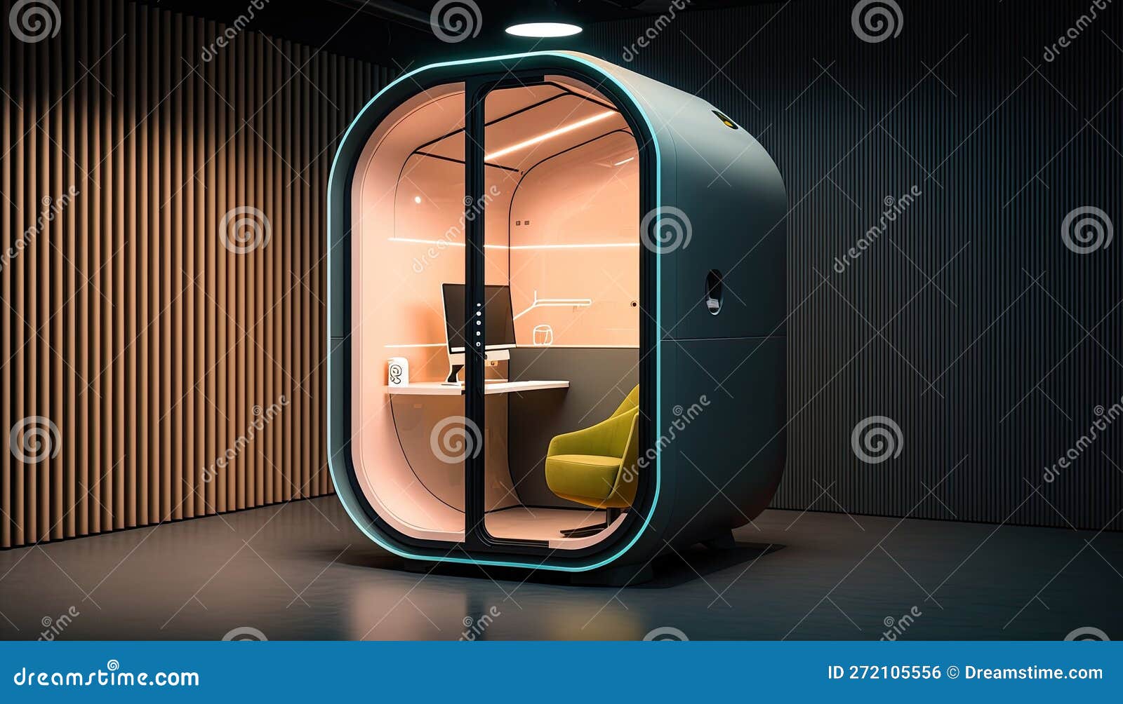 Futuristic Empty Office Pod Capsule Room for Concentrate Work in ...