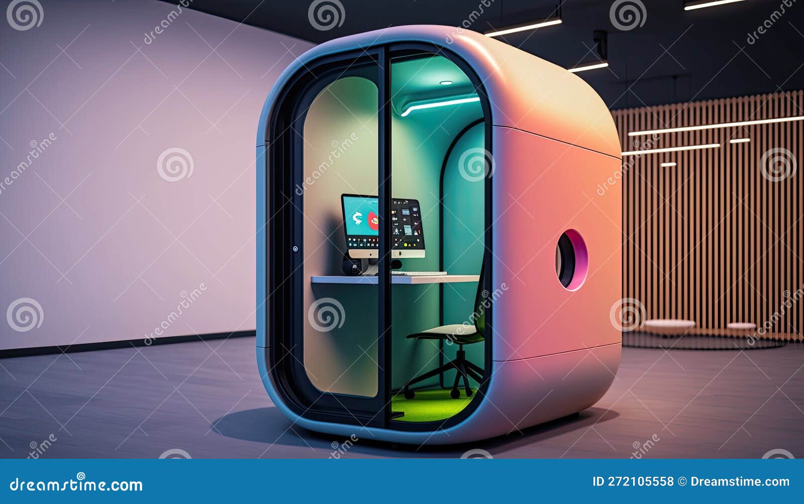 Futuristic Empty Office Pod Capsule Room for Concentrate Work in ...