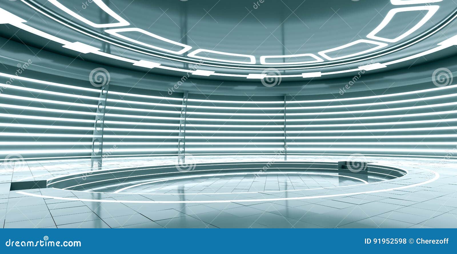 Futuristic Empty Stage. 3d Rendering Stock Illustration - Illustration ...
