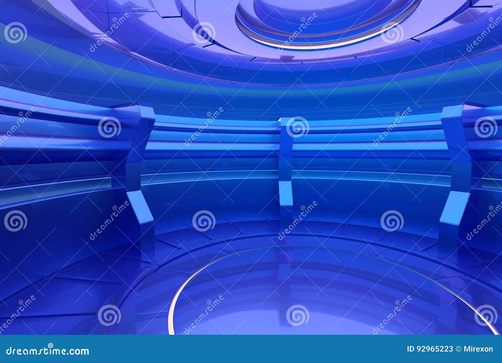 Futuristic Empty Stage in Spaceship. Glossy Interior Concept Stock ...