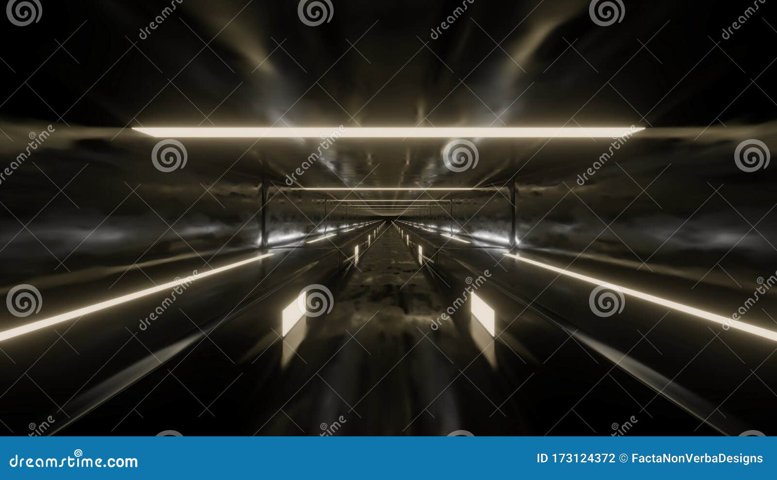 Futuristic Endless Sci Fi Corridor 3d Rendering Illustration Stock ...