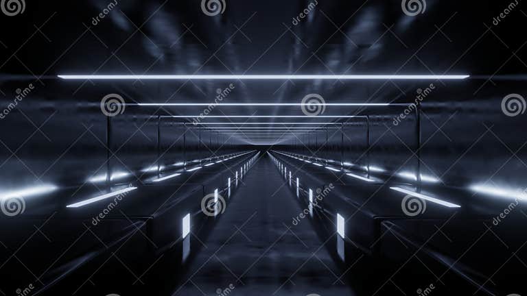 Futuristic Endless Sci Fi Corridor 3d Rendering Illustration Stock ...
