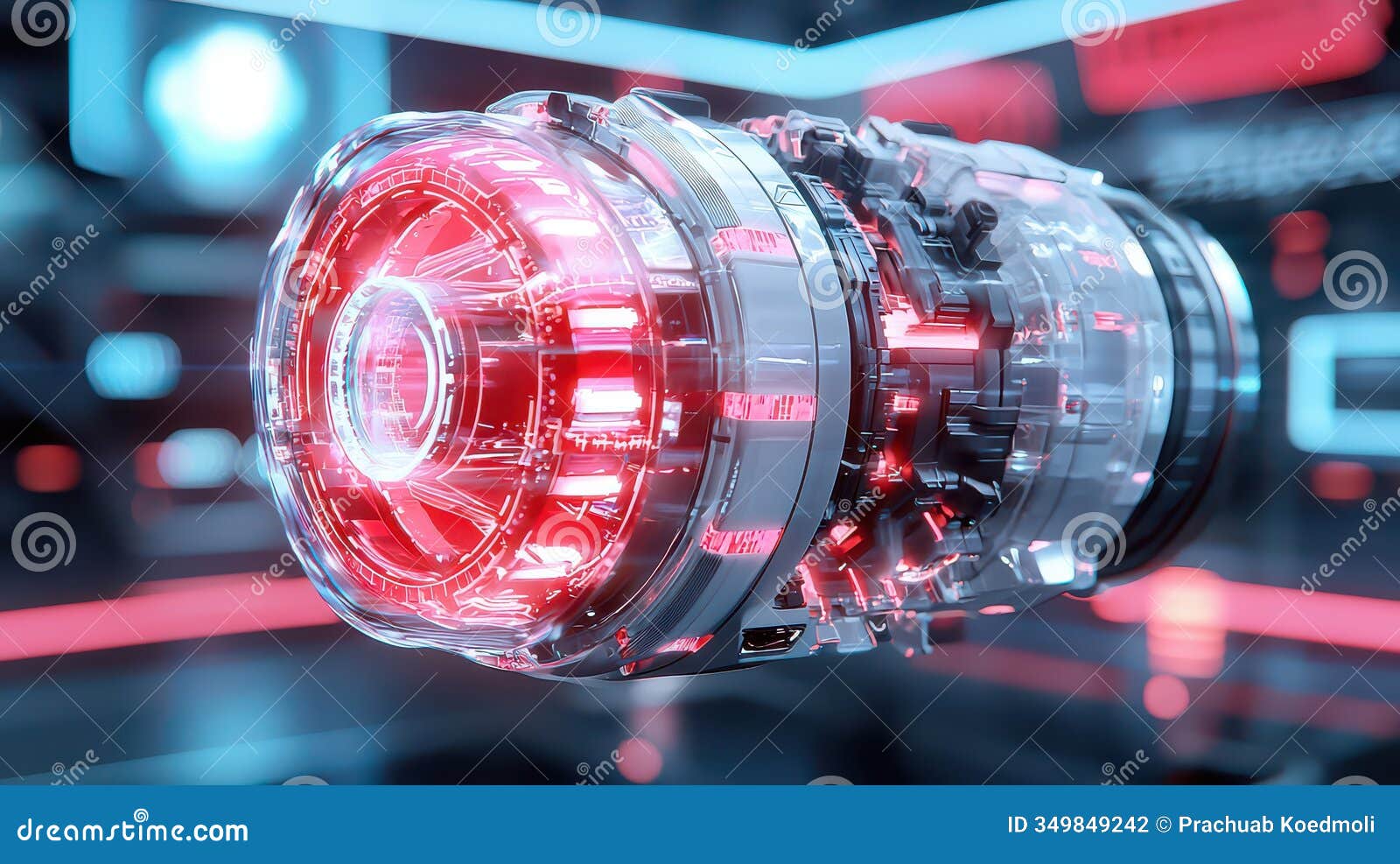 Futuristic Engine, Sci-Fi Technology, Red Light Stock Illustration ...