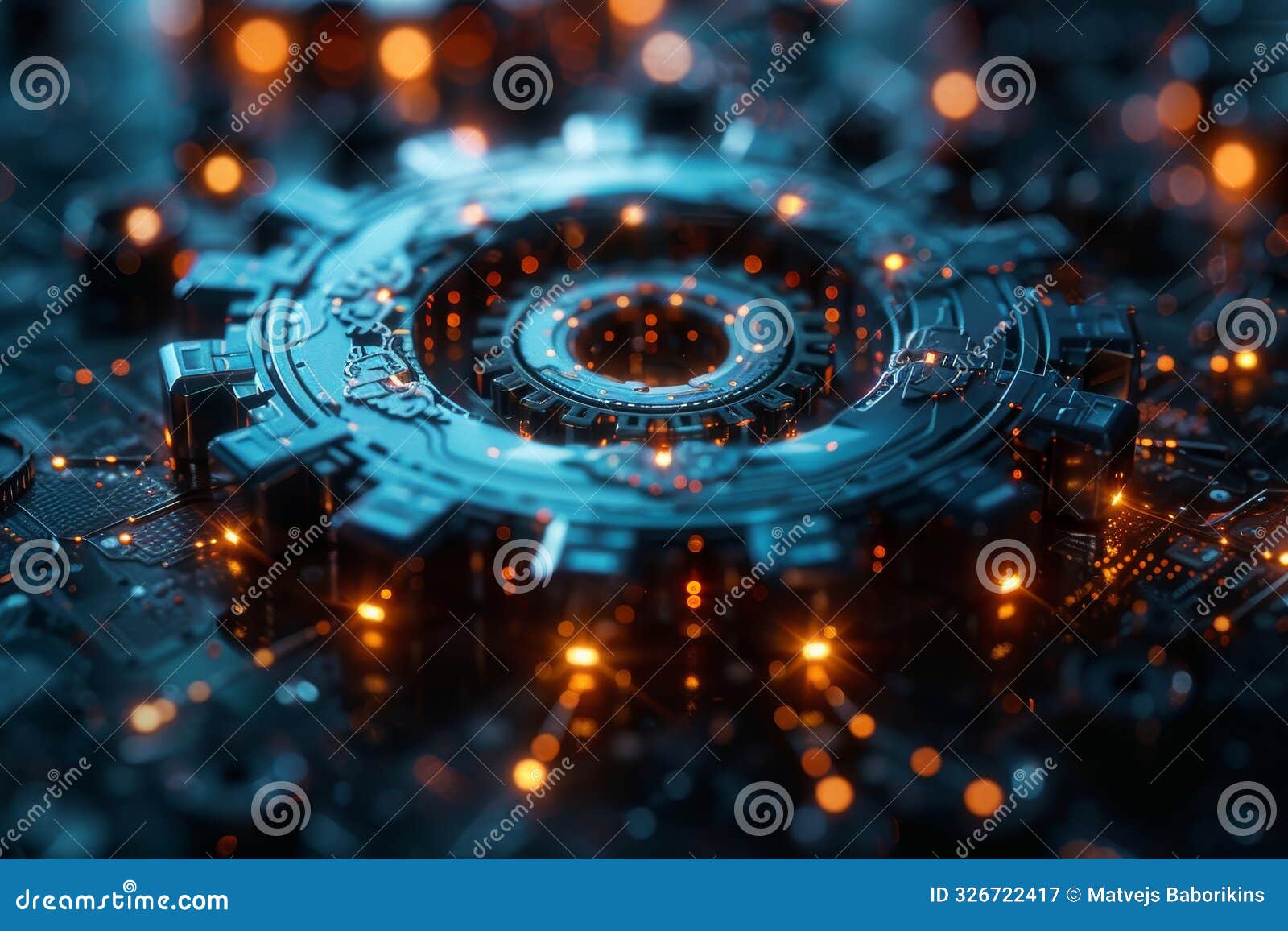 Futuristic Engineering and Technology Hi Tech Gear Wheel in Black and ...