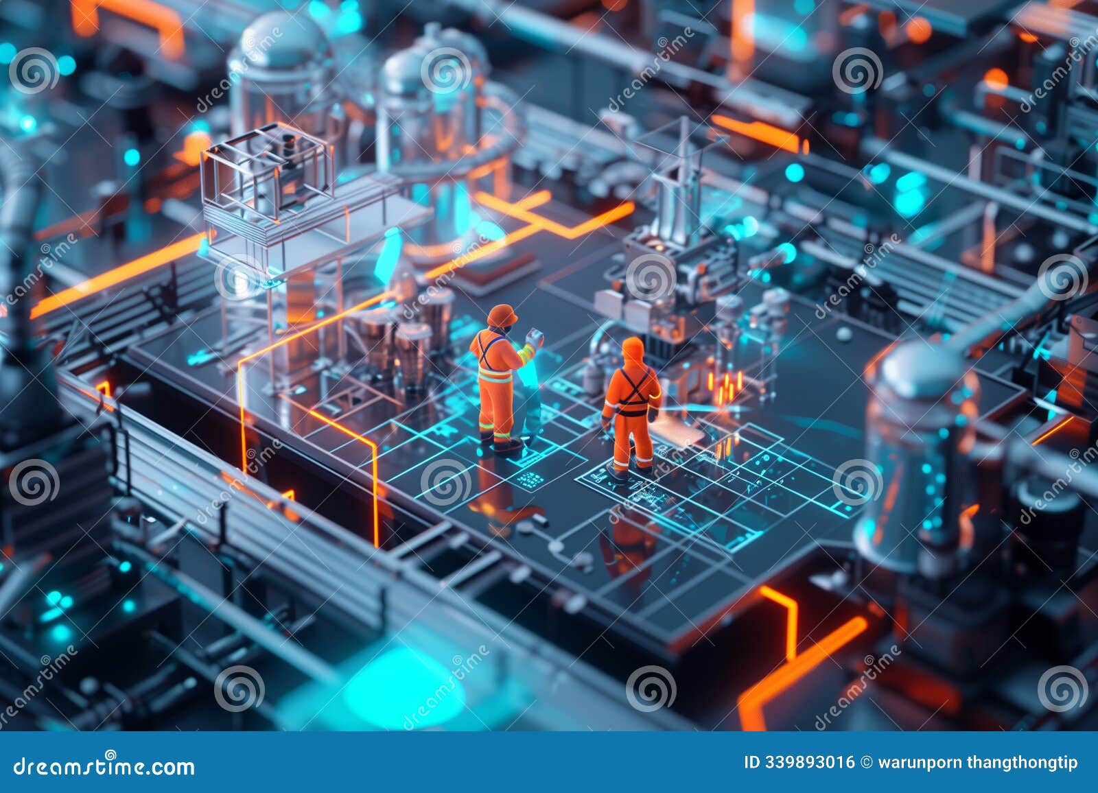 Futuristic Engineering Workers Repair and Maintenance on Computer ...