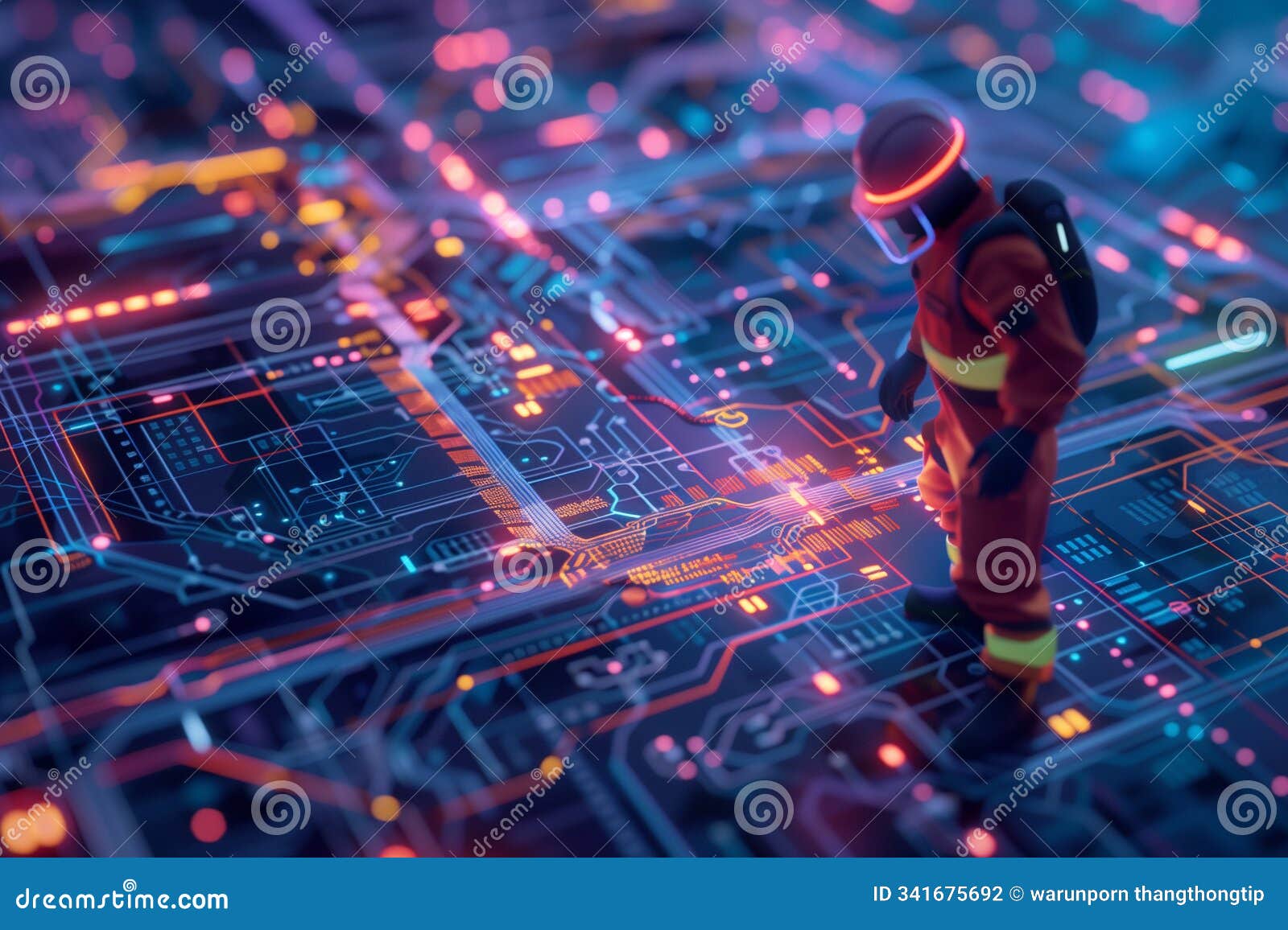 Futuristic Engineering Workers Repair and Maintenance on Computer ...