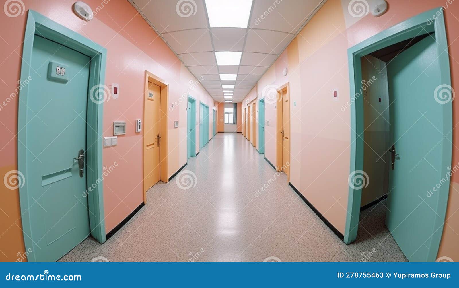 The Futuristic Entrance Hall with Steel Locker and Blue Reflection ...