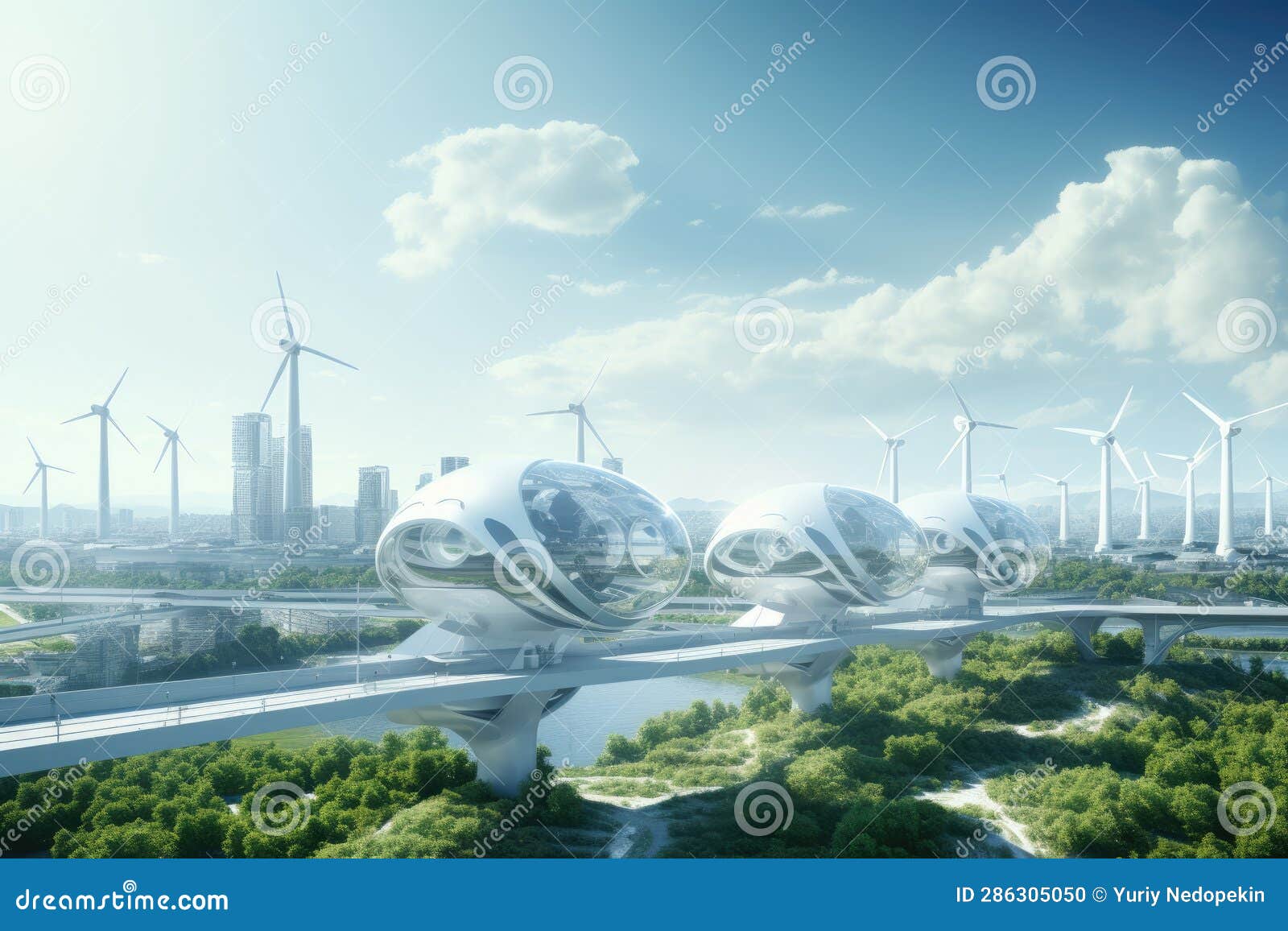 Futuristic Environmentally Friendly Power Plant of the Future Stock ...