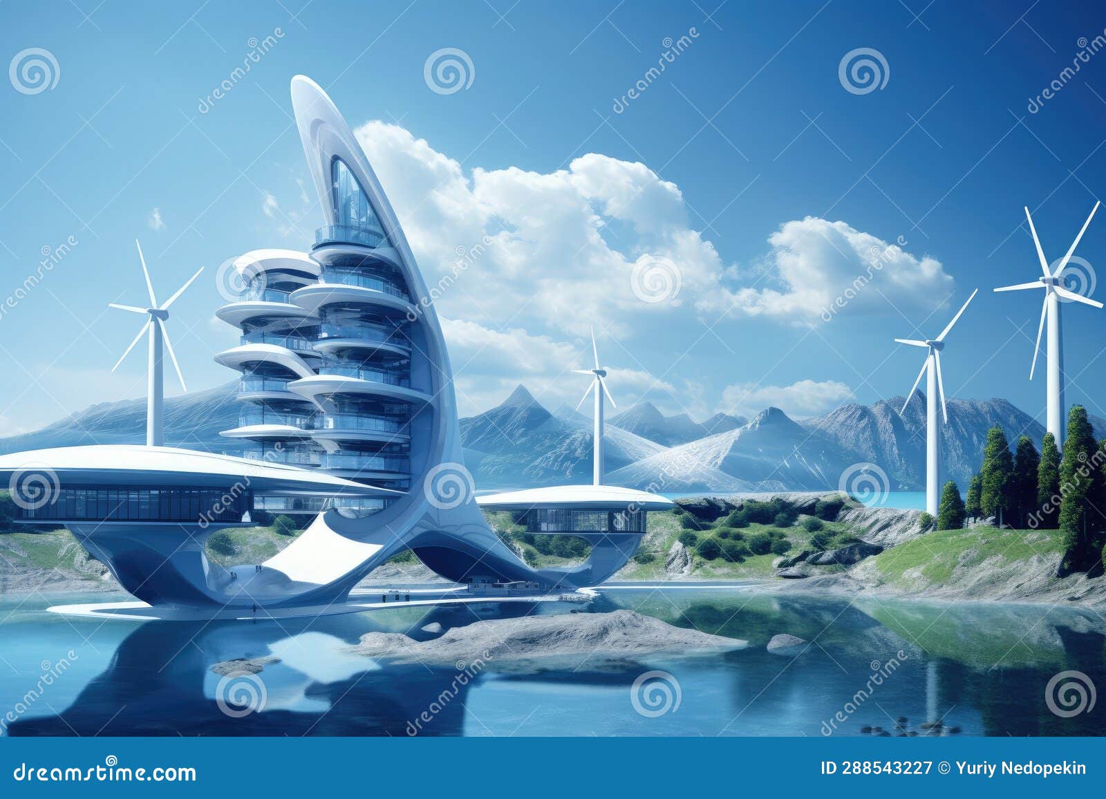 Futuristic Environmentally Friendly Power Plant of the Future Stock ...