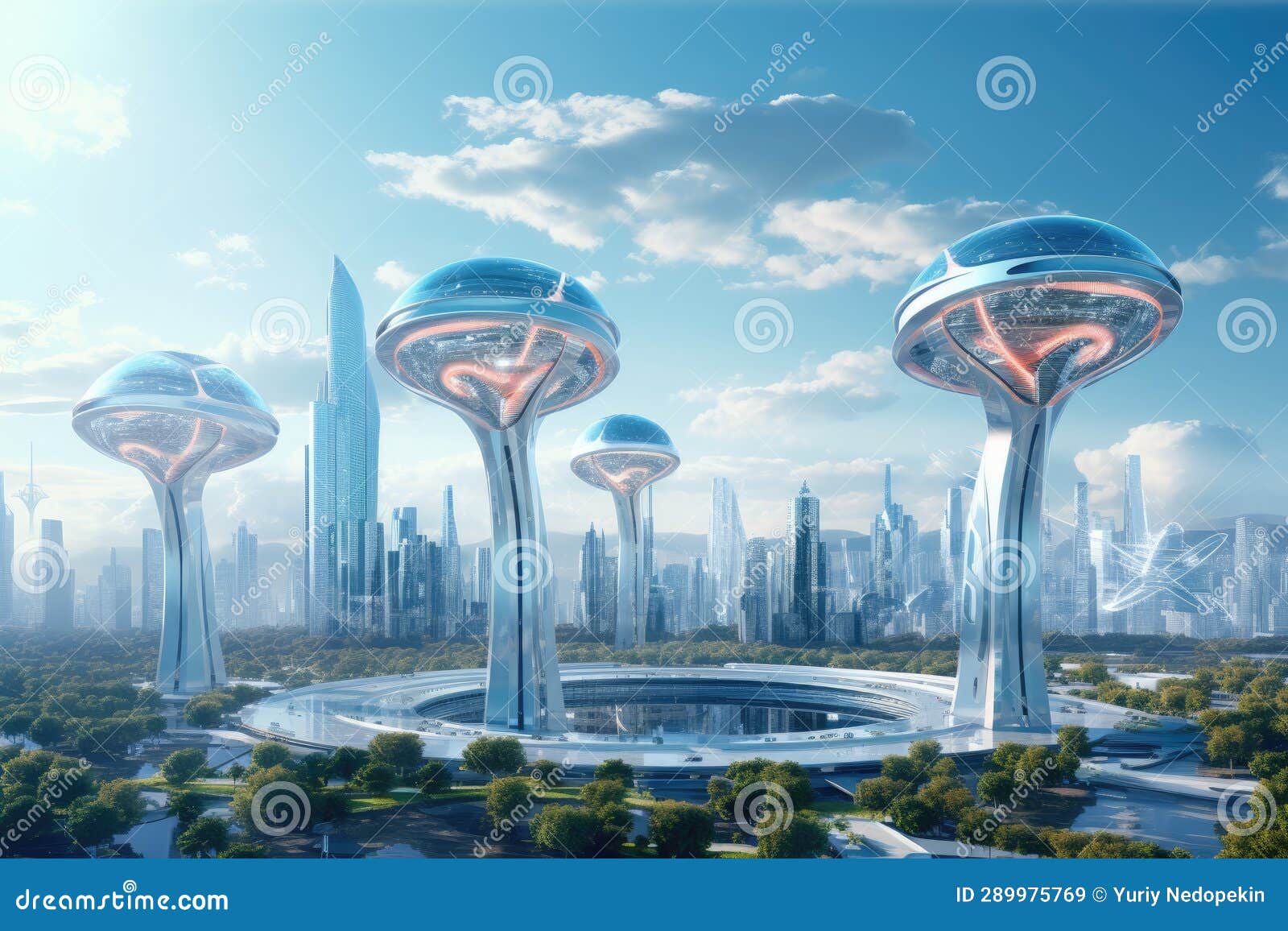 Futuristic Environmentally Friendly Power Plant of the Future Stock ...