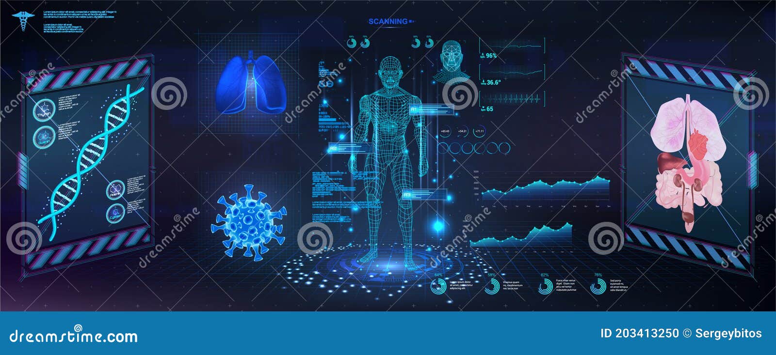 Futuristic Examination of the Human Body. Body Scan Stock Vector ...