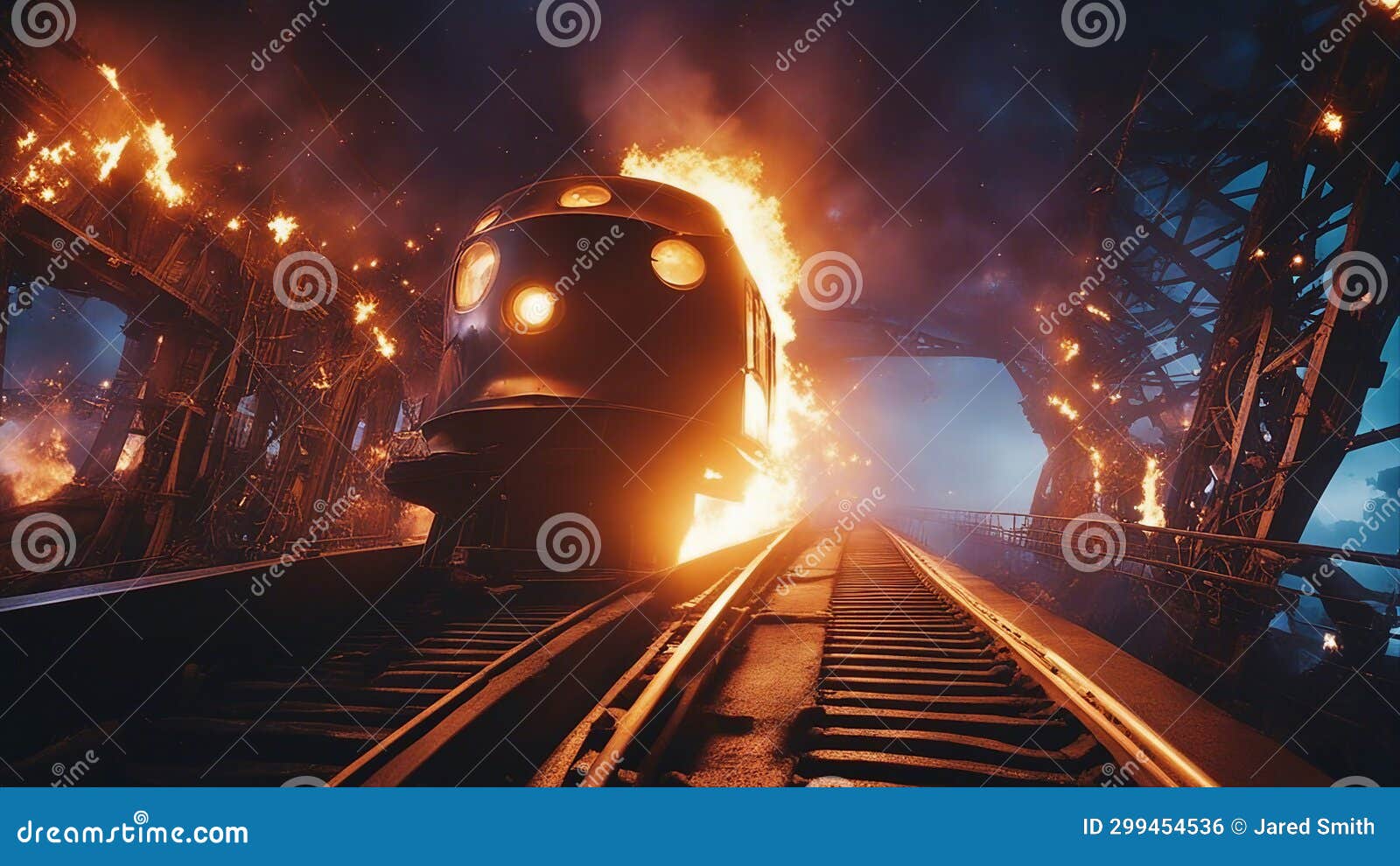 A Futuristic Exploding Train on Fire that Transports the Travelers To ...