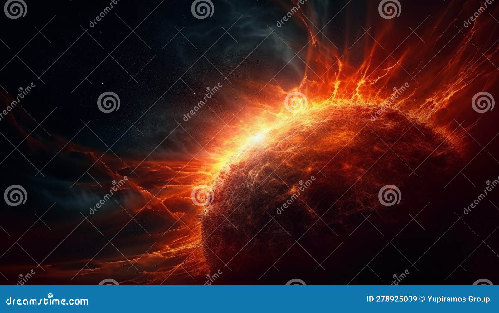Futuristic Explosion Ignites Fantasy Galaxy, Heating Dark Abstract ...