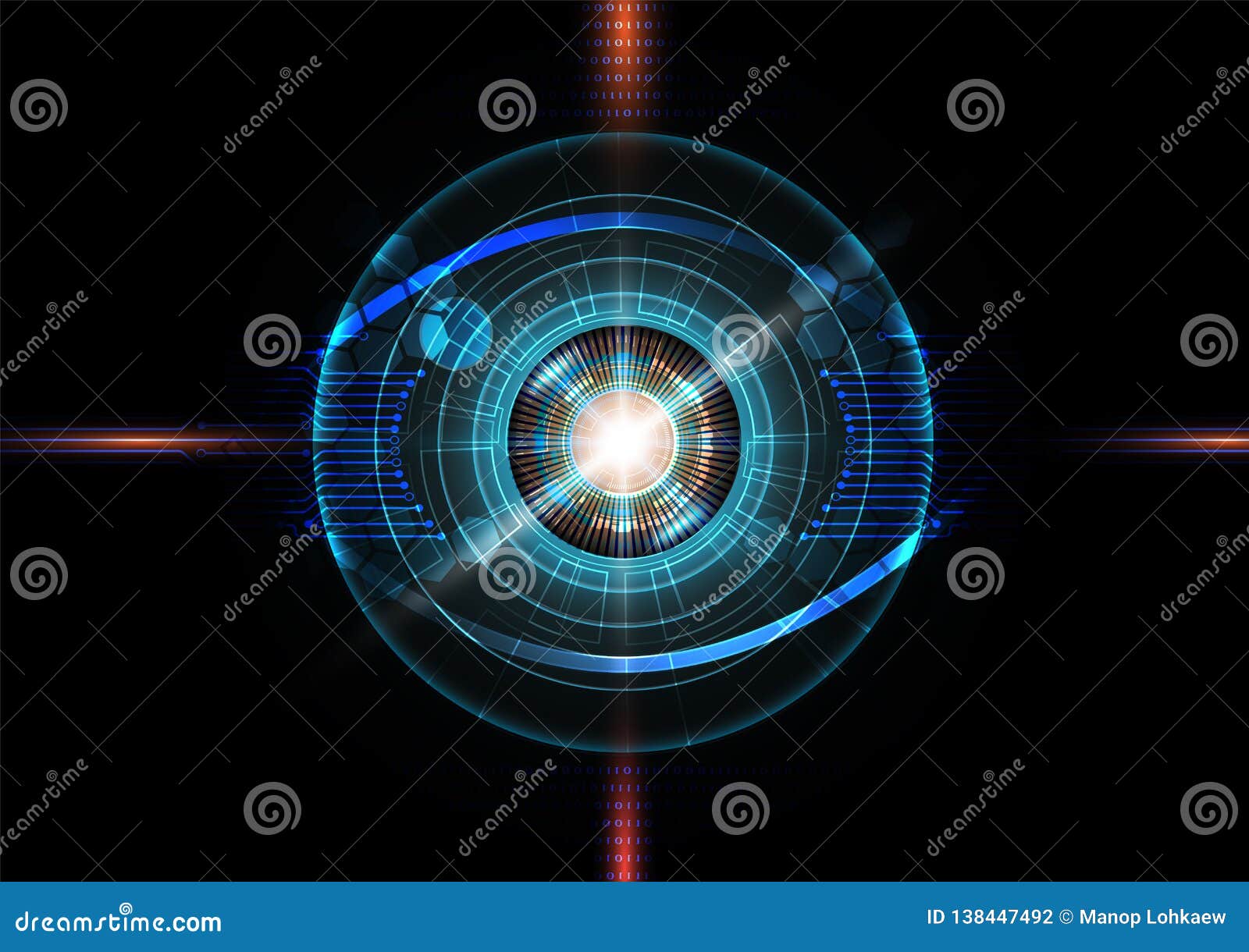 Futuristic Eye Detection Technology Concept with Binary Code Stock ...