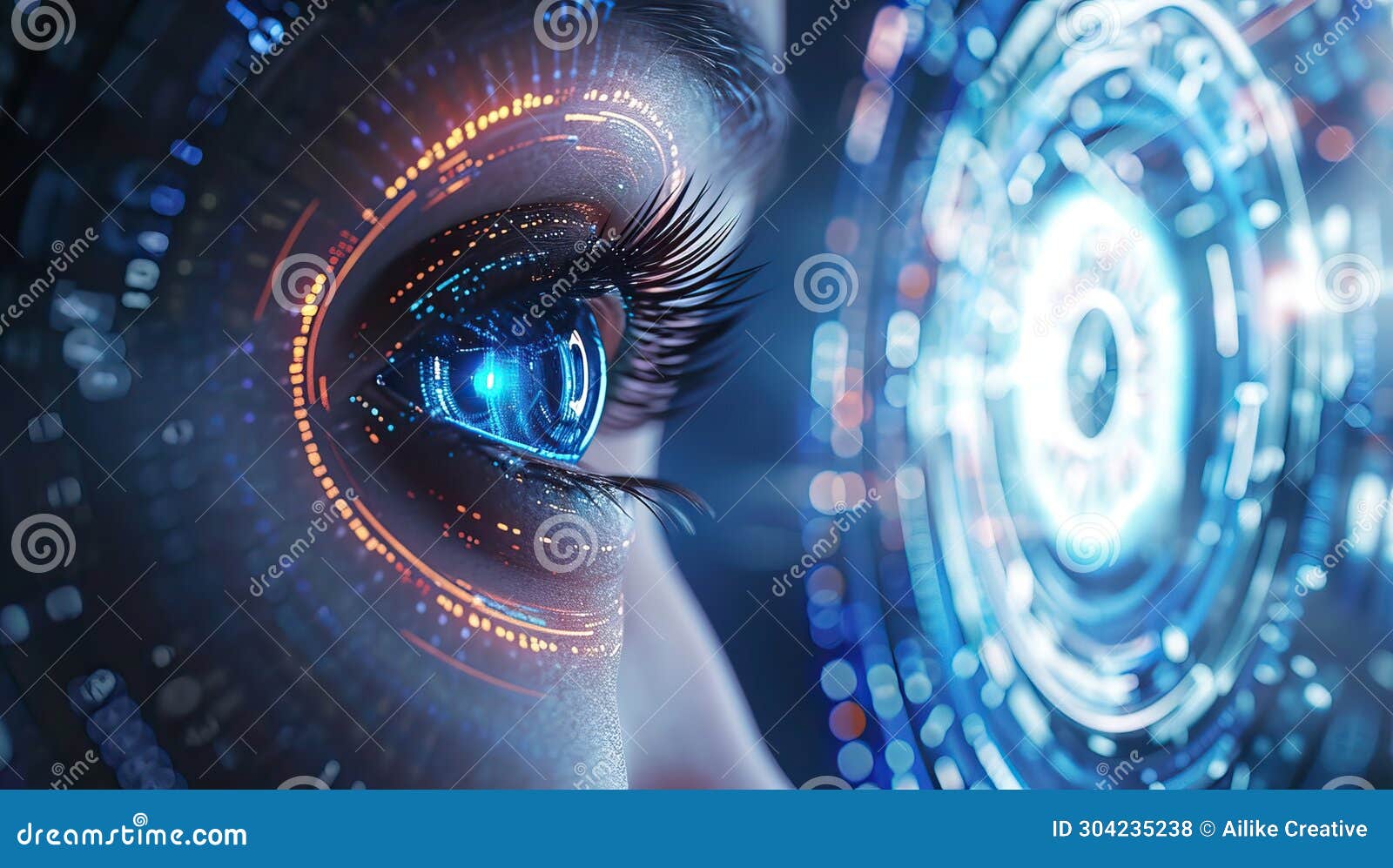 Futuristic Eye with Digital Interface Overlay Stock Illustration ...